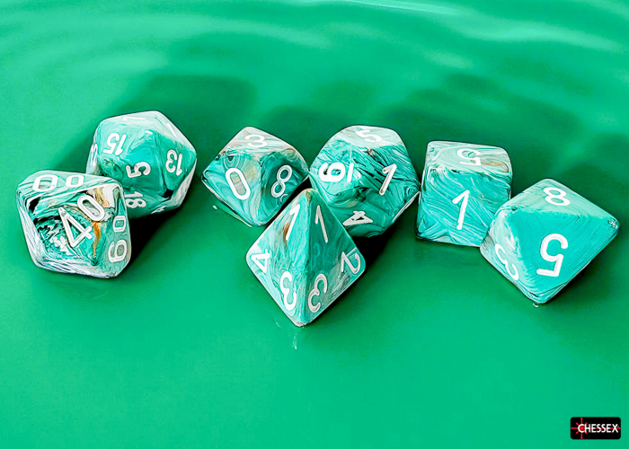 Marble Mega-Hedral Oxi-Copper Polyhedral 7-Die Set | Nerdom, Greece