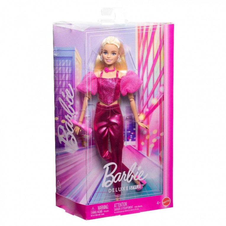 Κούκλα Mattel Barbie: Deluxe Style - Metallic Pink Set with Blonde Hair ...