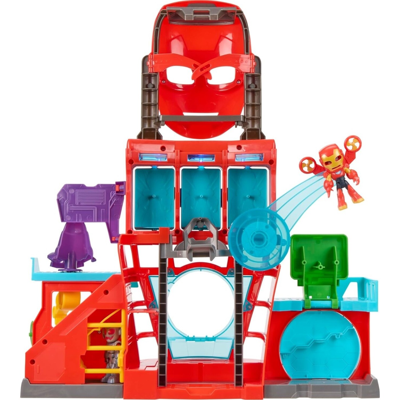 Hasbro Marvel Iron Man And His Awesome Friends: Iron Quarters Playset ...