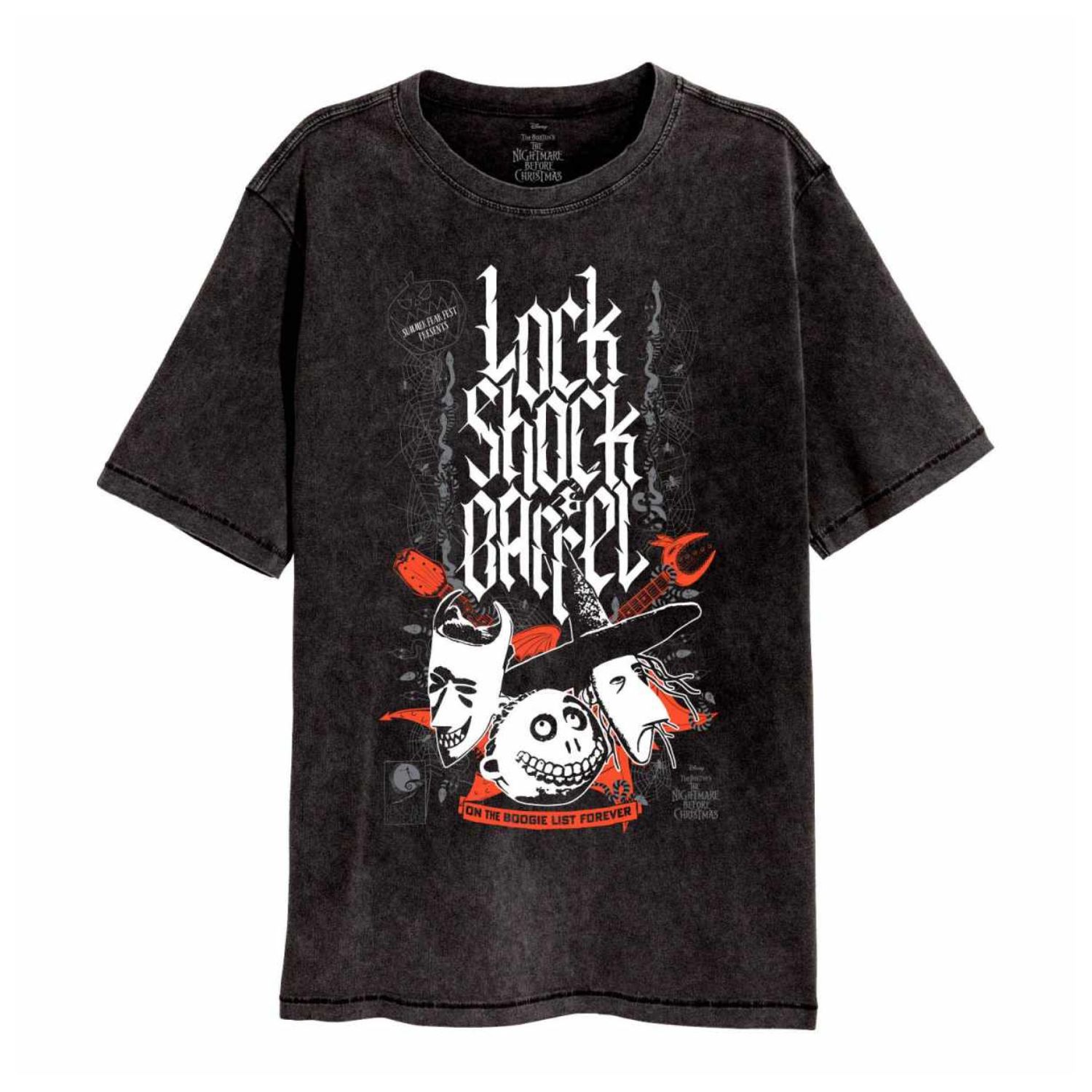 Nightmare Before Christmas Lock Shock Acid Wash T-shirt | Nerdom, Greece
