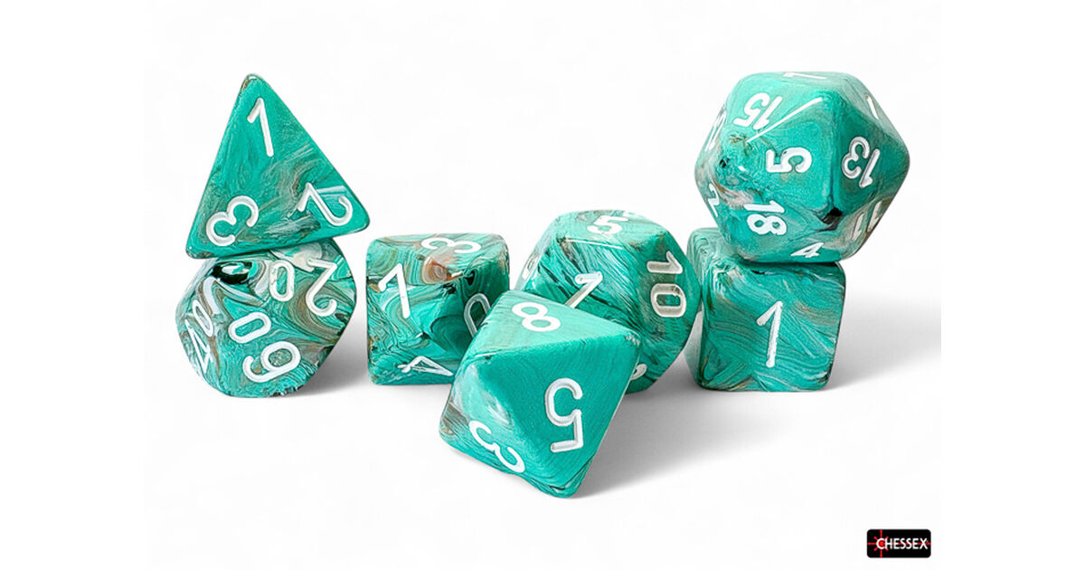 Marble Mega-Hedral Oxi-Copper Polyhedral 7-Die Set | Nerdom, Greece