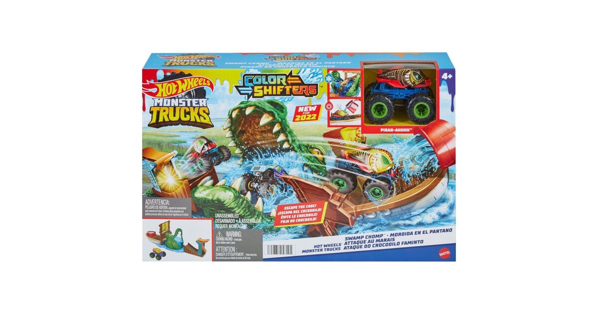 Mattel Hot Wheels Monster Trucks: Color Shifters - Swamp Chomp Playset ...