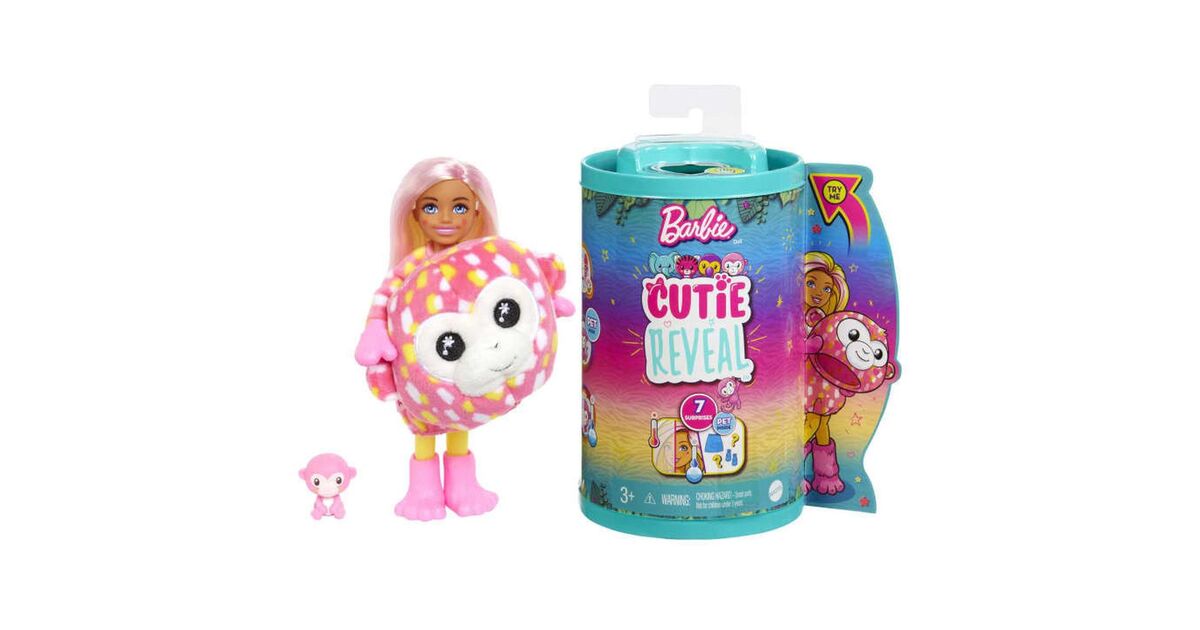 Mattel Barbie Chelsea Cutie Reveal: Jungle Series - Monkey Doll (HKR14 ...
