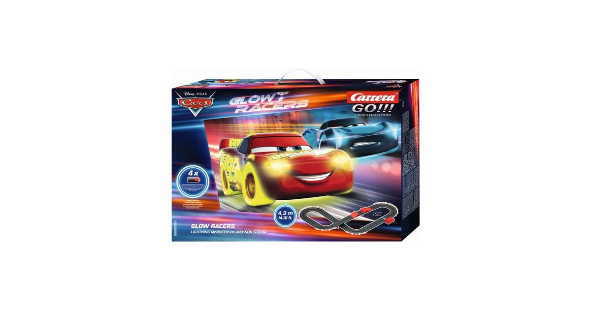 Carrera GO!!! Set: Disney Cars - Glow Racers Lightning McQueen VS ...