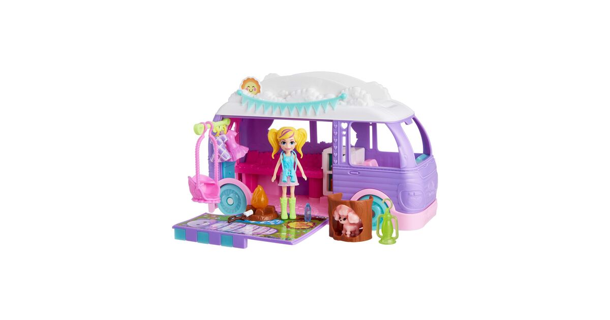 Mattel Polly Pocket: Tiny Worlds Big Surprises! - Glamping Camper Van ...