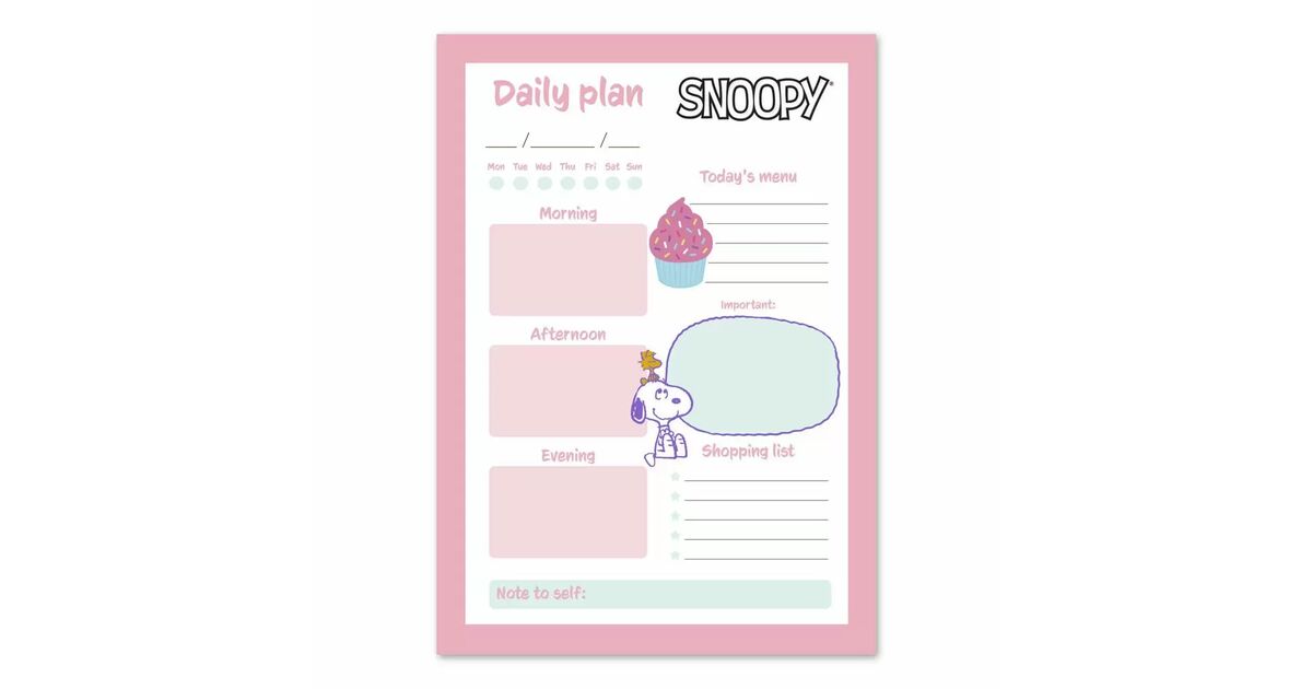Ημερολόγιο Εργασιών Snoopy Every Day To Do Plan | Nerdom