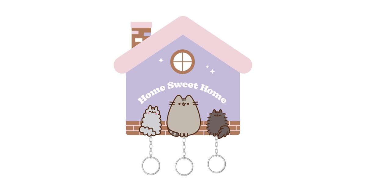 Pusheen Wall Key Holder with 3 Keyrings | Nerdom, Greece