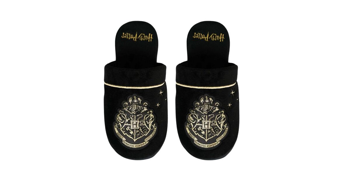 Hogwarts Crest Harry Potter Black and Gold Ladies Slippers | Nerdom, Greece